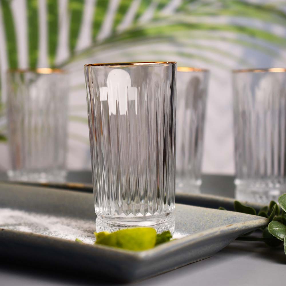 Barware | Water Glass | Water Glass With Gold Line 290 Ml | Crocurry